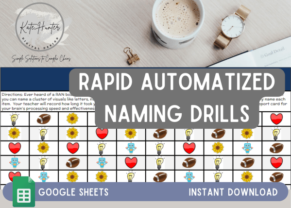 Rapid Automatized Naming Fluency Boards- Intervention, Progress ...