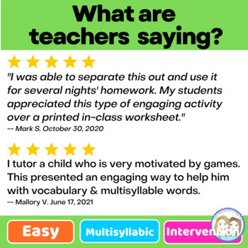 Multisyllabic Word Lists and Multisyllabic Games | Year-Long Decoding ...