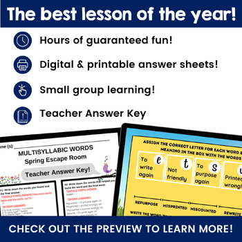 Multisyllabic Word Games & Lists and Baseline Assessment | Digital ...