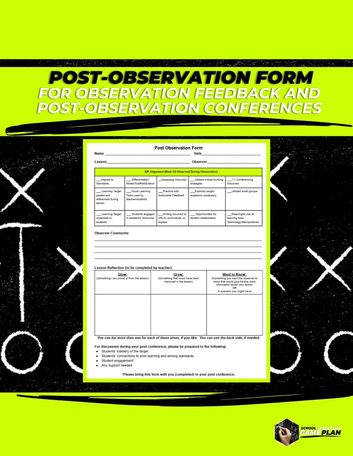 Post-Observation Feedback/ Reflection Form – The Principal Exchange