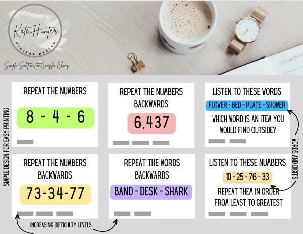 Working Memory Task Cards_Executive Functioning Development – The ...