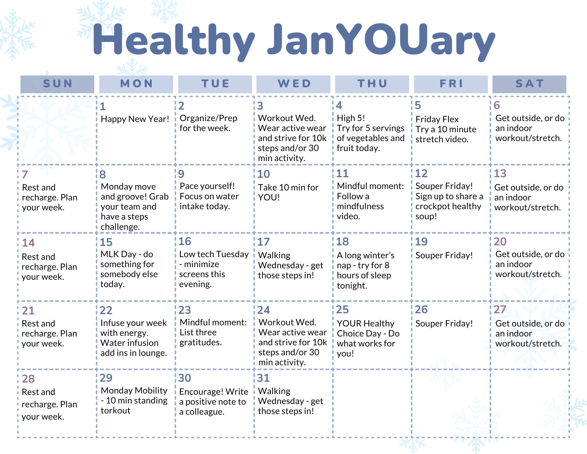 Healthy JanYOUary Calendar – The Principal Exchange