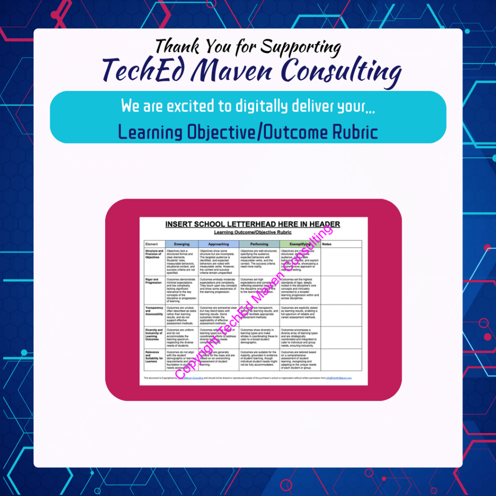 Comprehensive Learning Outcome/Objective Rubric (Google Doc – Site ...