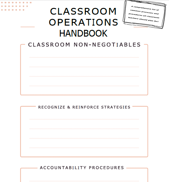 Classroom Operations Handbook – The Principal Exchange